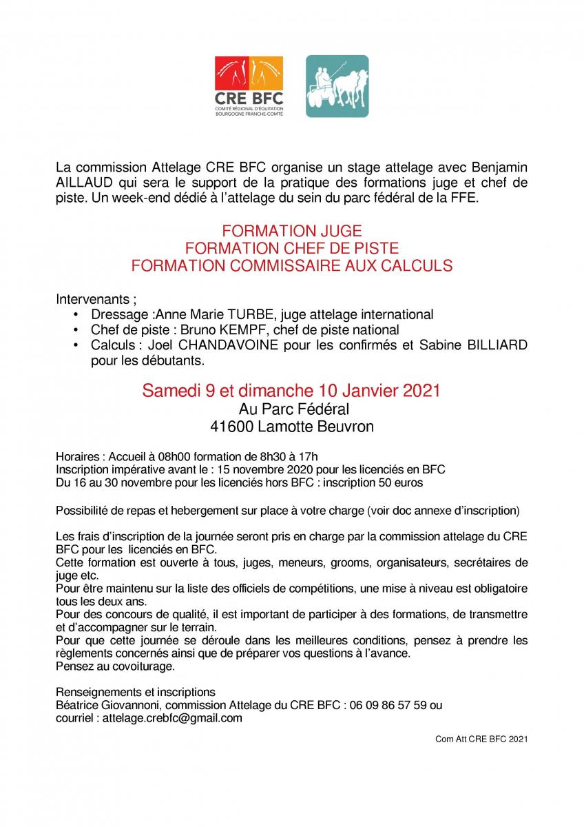 Stage et formations officiels attelage | Comité Régional d'équitation ...